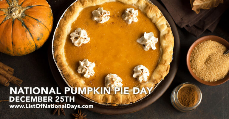 NATIONAL PUMPKIN PIE DAY - List Of National Days