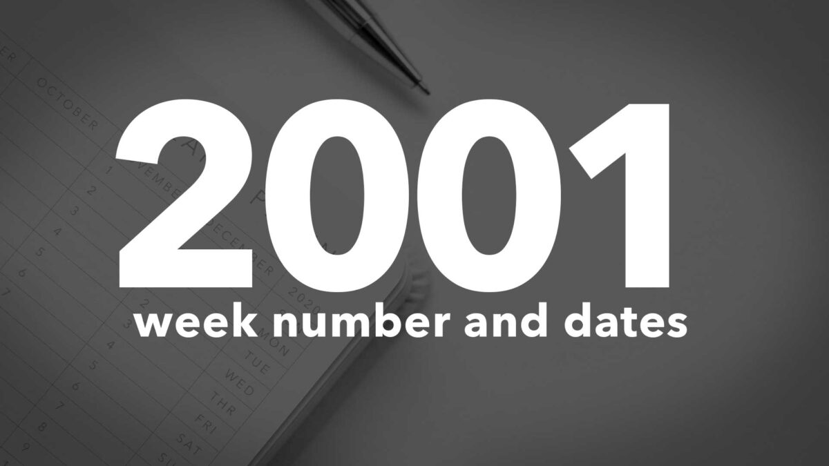 2001 Calendar Week Numbers and Dates - List of National Days
