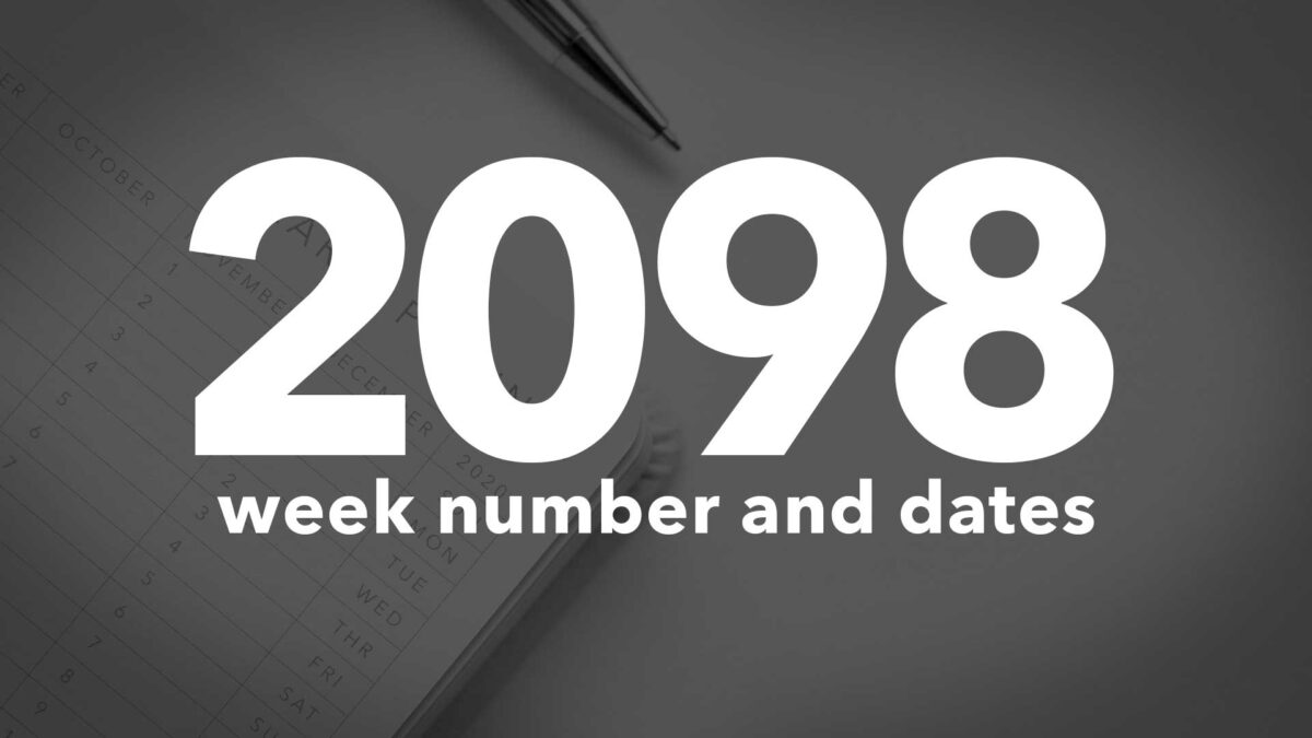 2098 Calendar Week Numbers and Dates - List of National Days