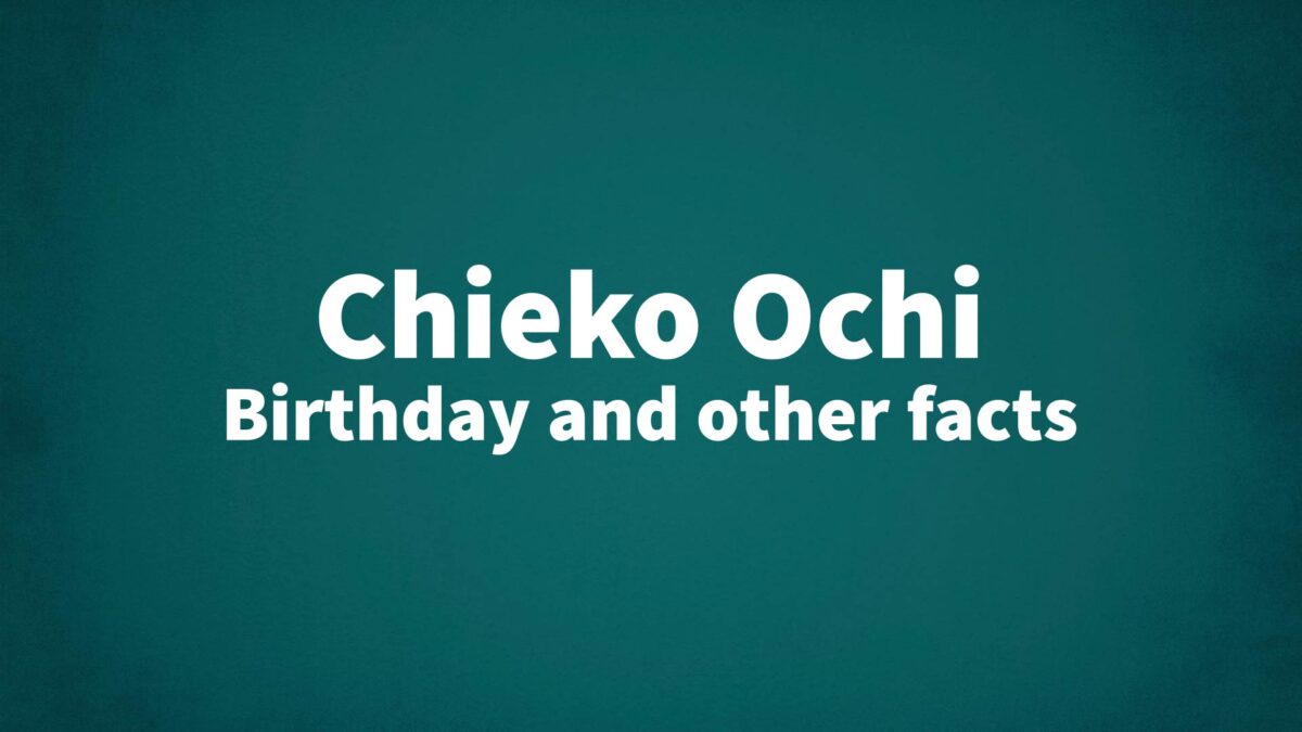Chieko-Ochi - List Of National Days